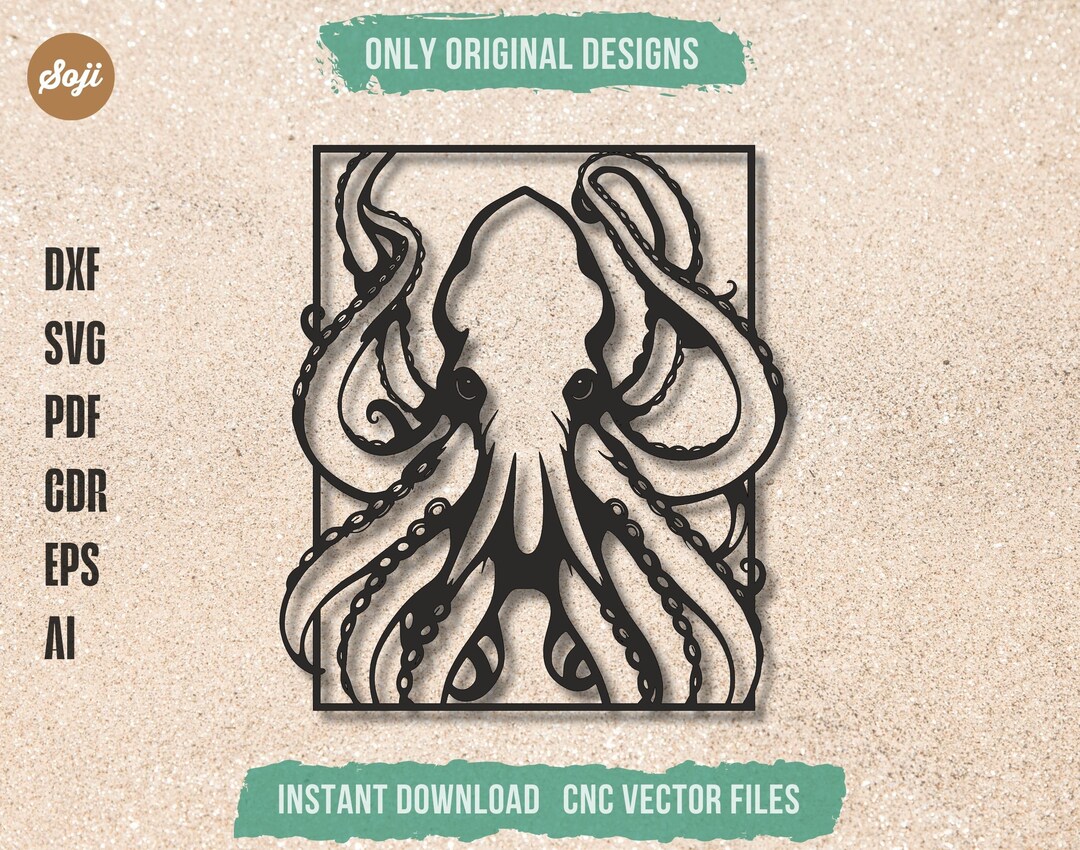 Octopus Svg Laser Cut Files Dxf File for Plasma Animal Cricut Svg Cnc ...