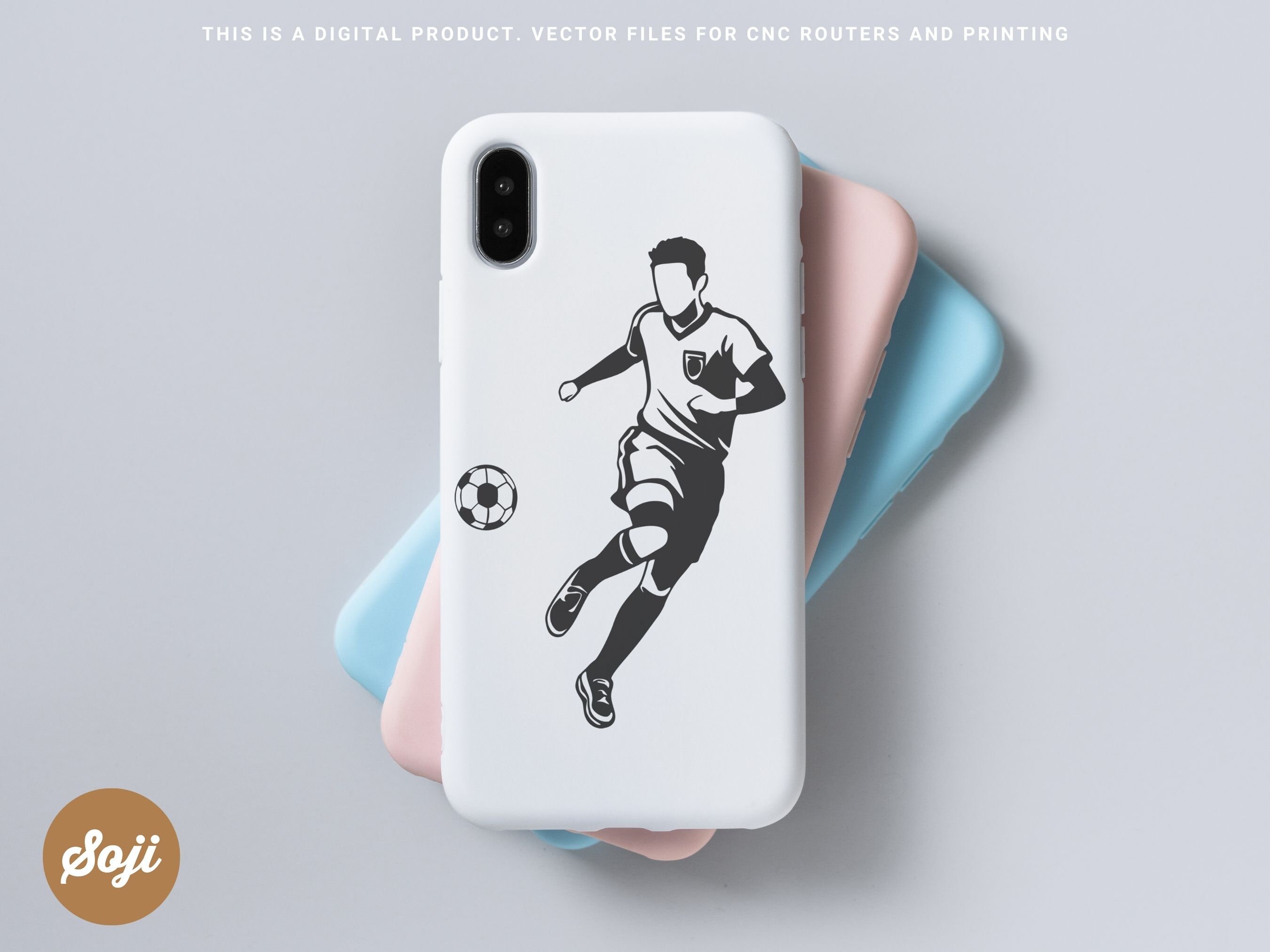 Soccer Player Svg Laser Cut Files Footballer Dxf File for Cnc Vector ...