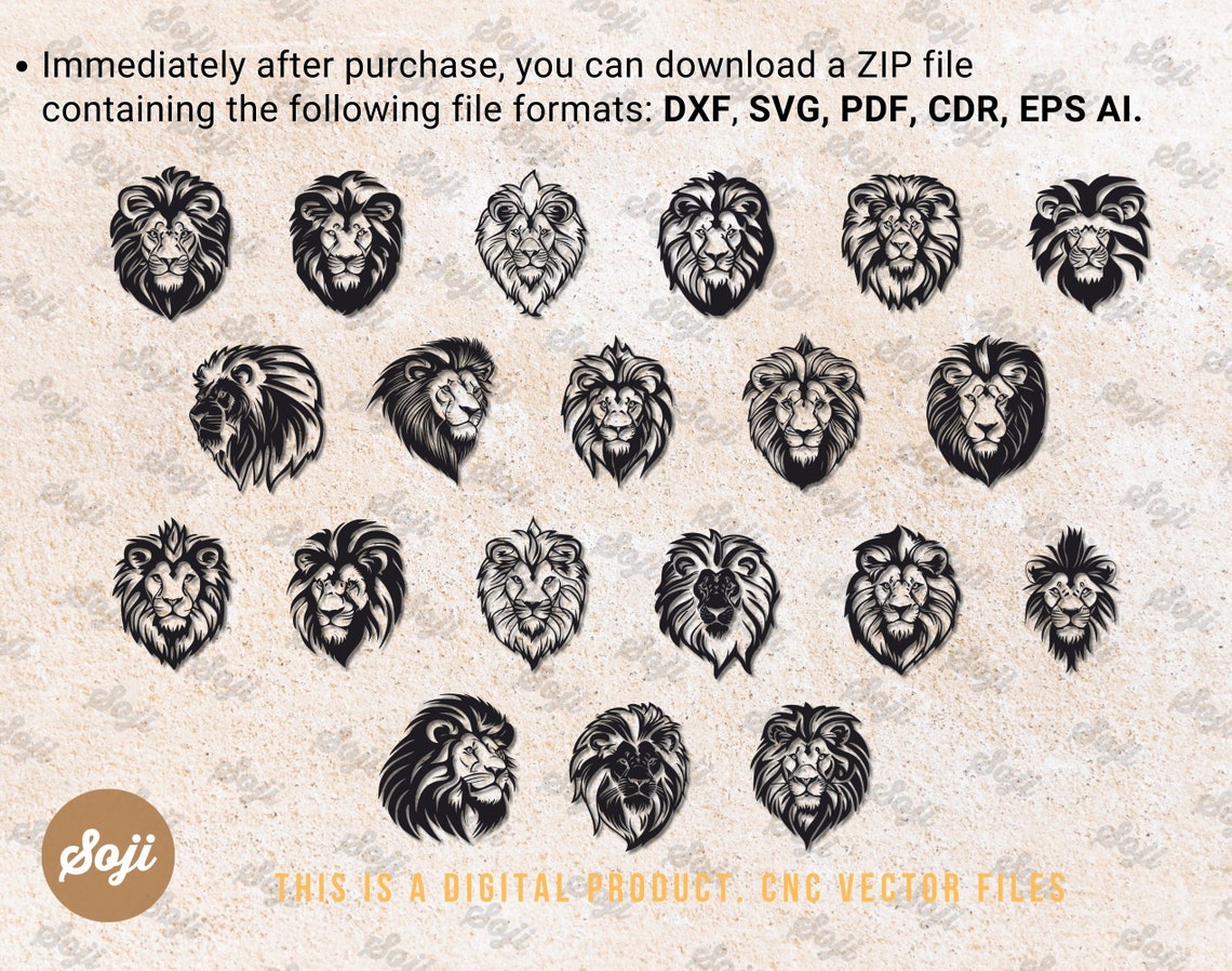 Lion Head Svg Bundle Digital Prints Lion King Dxf File Animal Svg ...