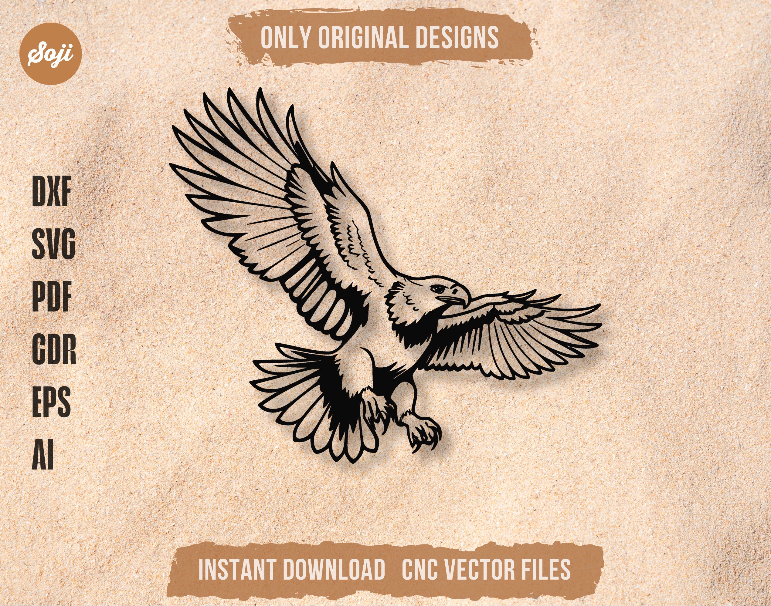 Eagle Svg Digital Prints Hawk Dxf File Cnc Router Files for Engraving ...