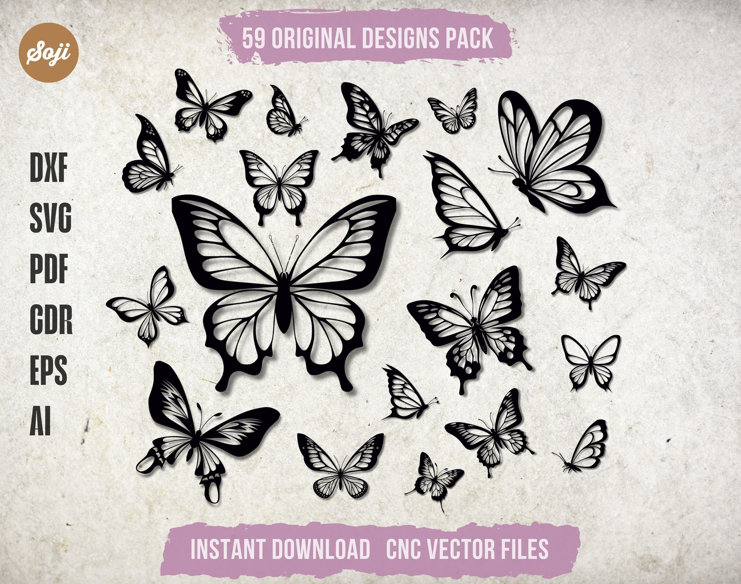 Butterfly Svg Bundle Laser Cut Files Dxf File for Laser Cricut Svg Cnc ...