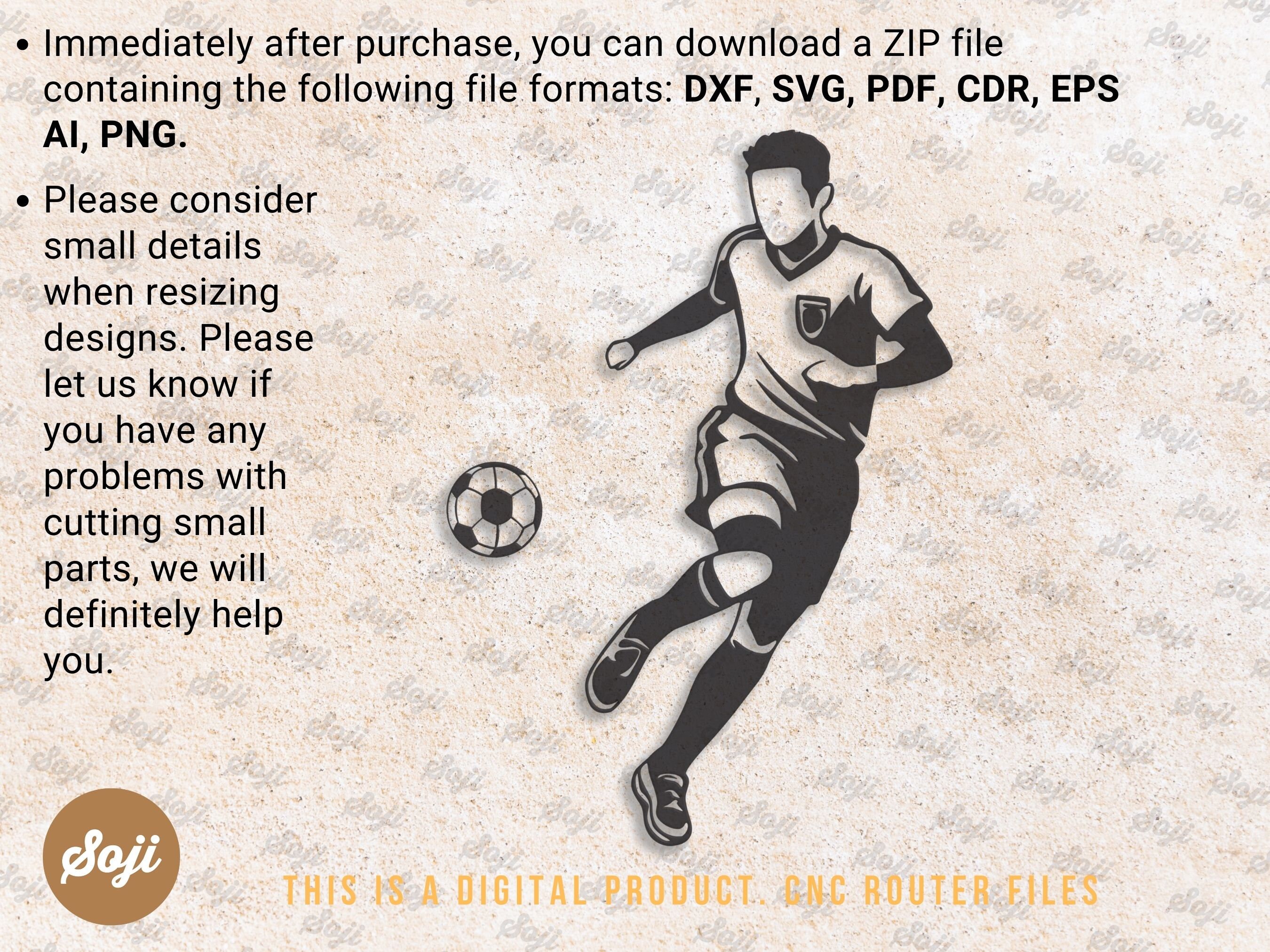 Soccer Player Svg Laser Cut Files Footballer Dxf File for Cnc Vector ...