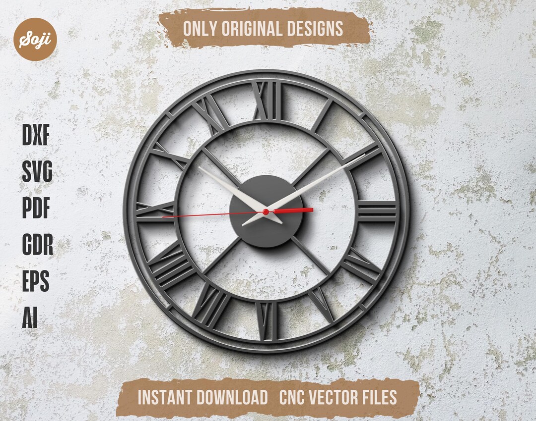 Wall Clock SVG, Dxf Files for Cnc, Clock Face Svg, Classic Roman Wall ...