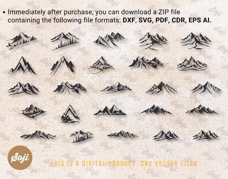 Mountain Svg Bundle Laser Cut Files Mountains Dxf File Cricut Files Cnc ...