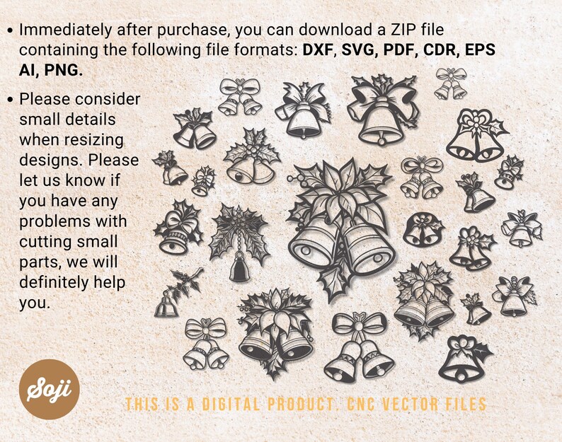 Сhristmas Svg Bundle Laser Cut Files Christmas Bells Dxf сricut File ...