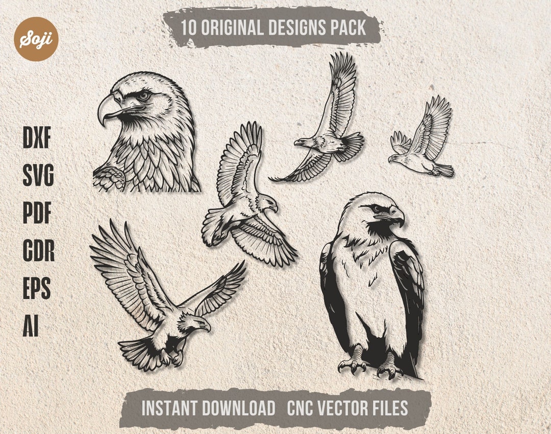 Eagles Svg Bundle Digital Prints Hawk Dxf File Bundles Flying Birds Cnc ...