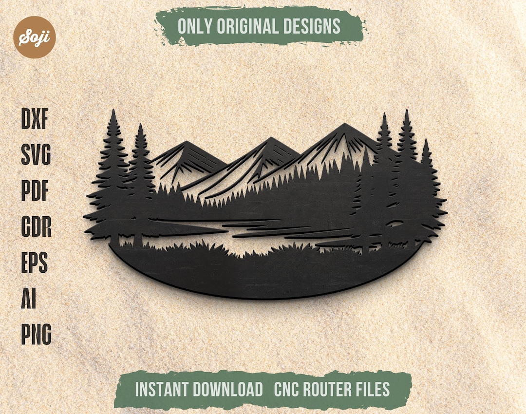Mountains Svg Laser Cut Files Mountains Dxf File Cricut Svg Files Cnc ...