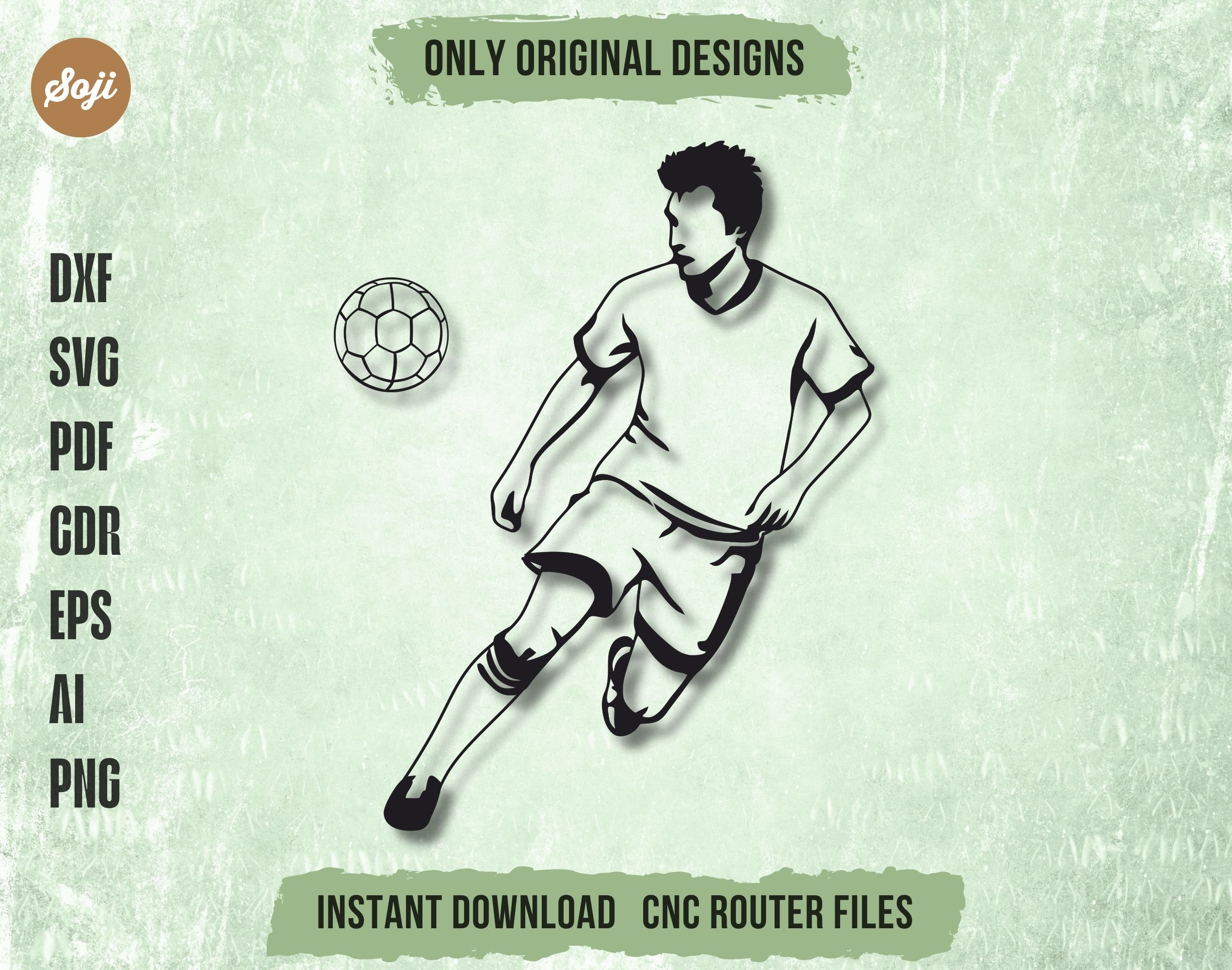 Soccer Player Svg Laser Cut Files Footballer Dxf File for Cnc Vector ...