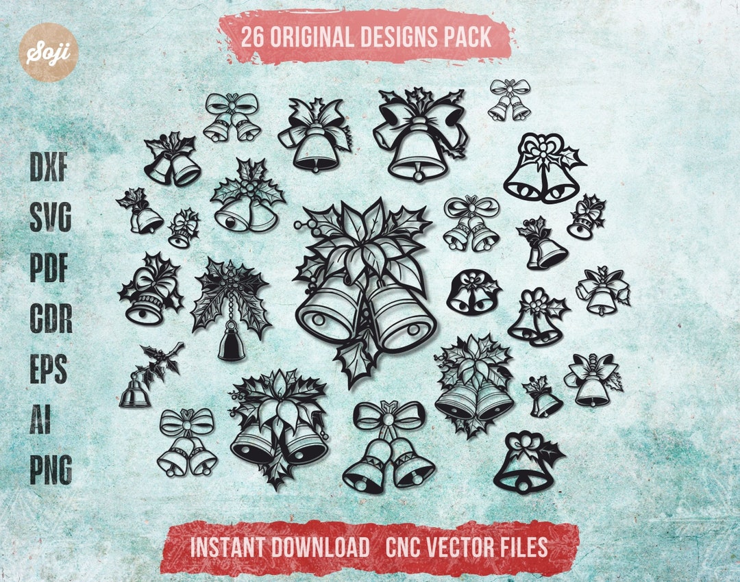 Сhristmas Svg Bundle Laser Cut Files Christmas Bells Dxf сricut File ...