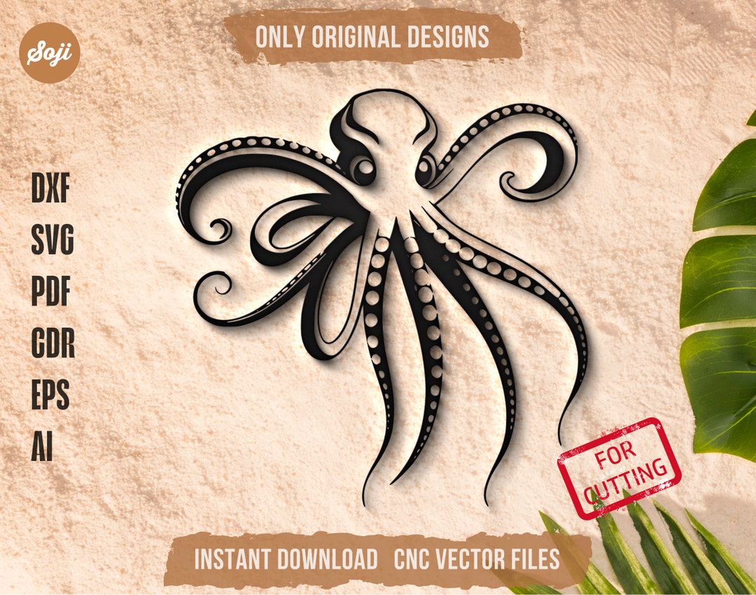 Octopus Svg Laser Cut Files Dxf File for Plasma Animal Cricut Svg Cnc ...