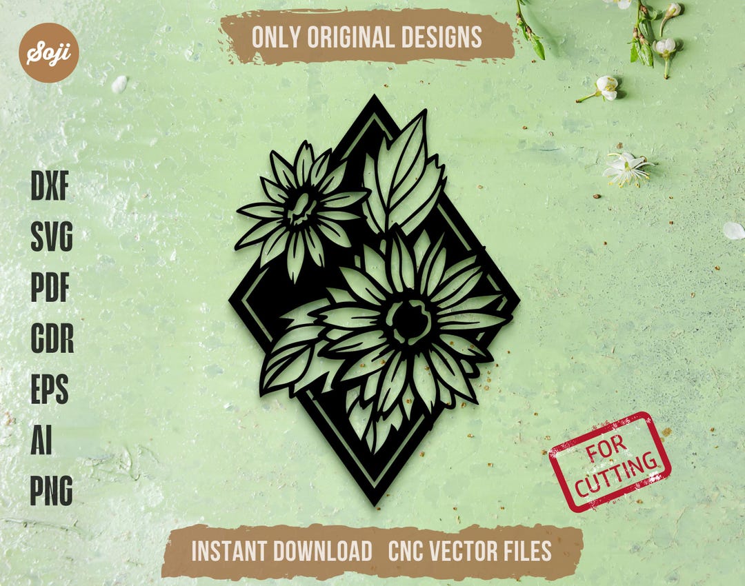 Sunflower SVG – Laser Cut Dxf Cdr Vector File for CNC, Cricut ...