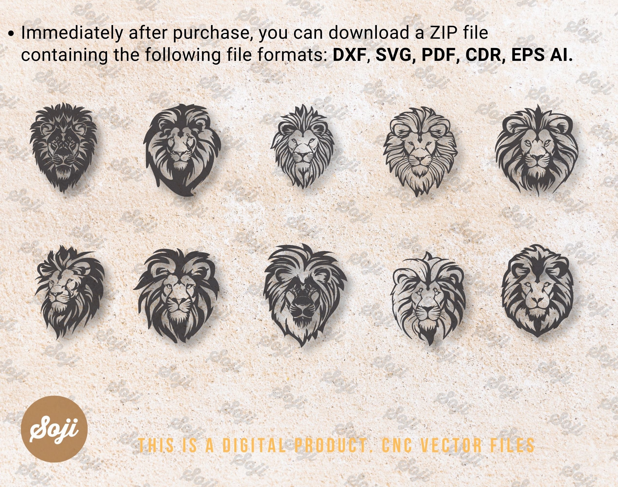 Lion Head Svg Bundle Laser Cut Files Lion King Dxf File Cricut Files ...