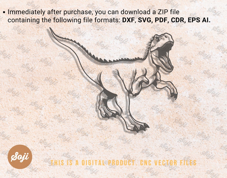 Dinosaur Svg Laser Cut Files Dxf File for Laser Raptor Svg Cricut Svg ...