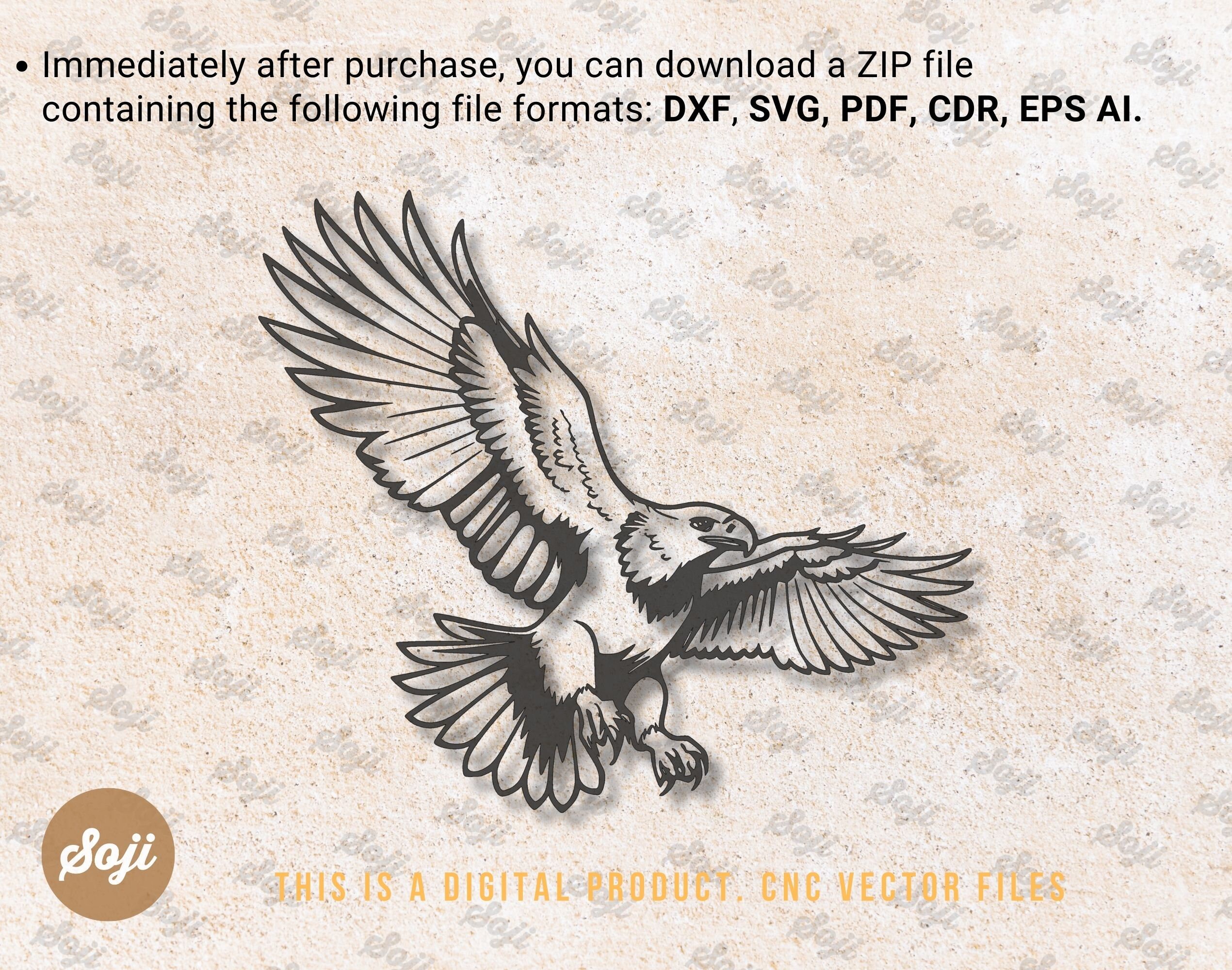 Eagle Svg Digital Prints Hawk Dxf File Cnc Router Files for Engraving ...