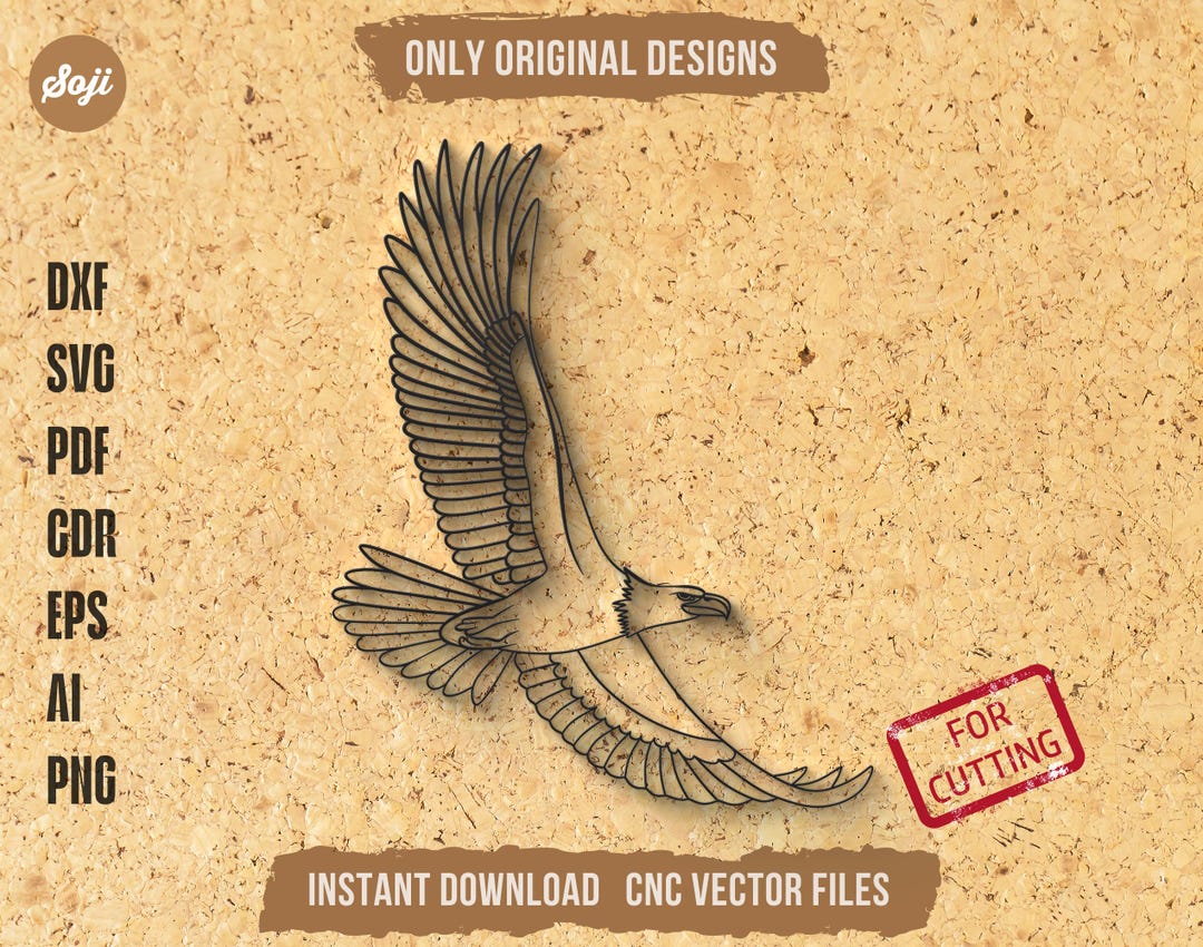 Flying Eagle Svg Laser Cut File Flying Bird Dxf Cdr – CNC Glowforge ...