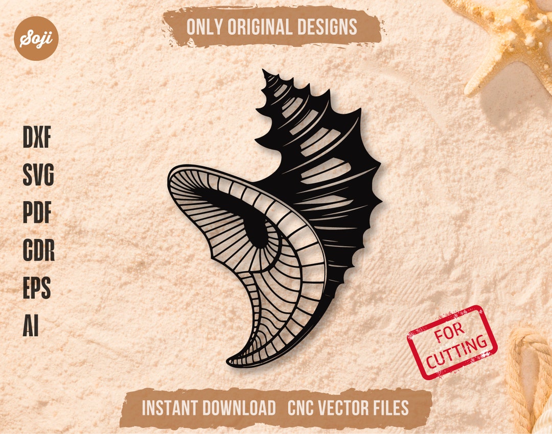Sea Shell Svg Laser Cut Files Dxf File for Plasma Sea Shells Cricut Svg ...