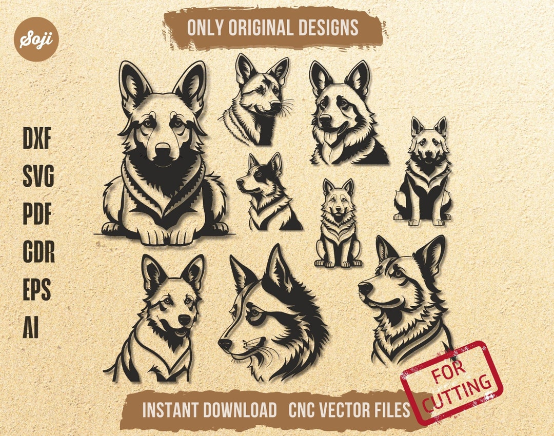 Dogs Svg Bundle Laser Cut Files German Shepherd Dxf File Cricut Files ...