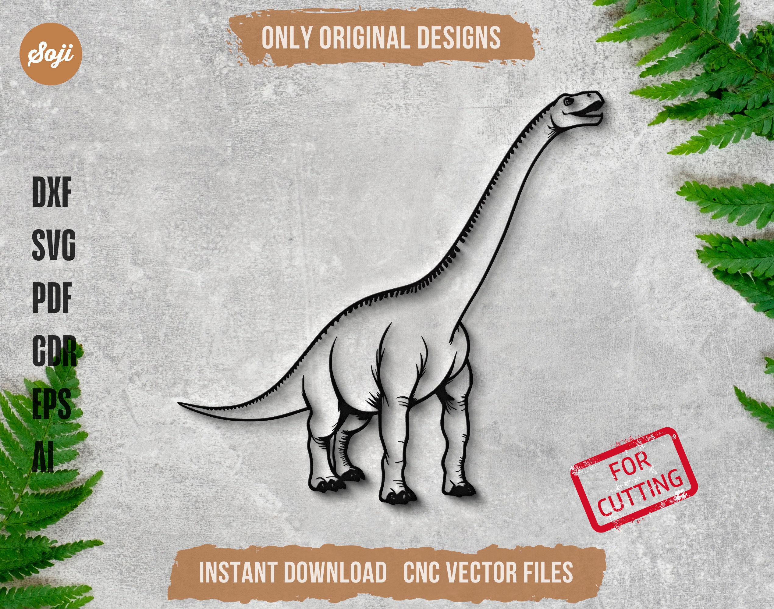 Dinosaur Svg Laser Cut Files Dxf File for Laser Diplodocus Cricut Svg ...