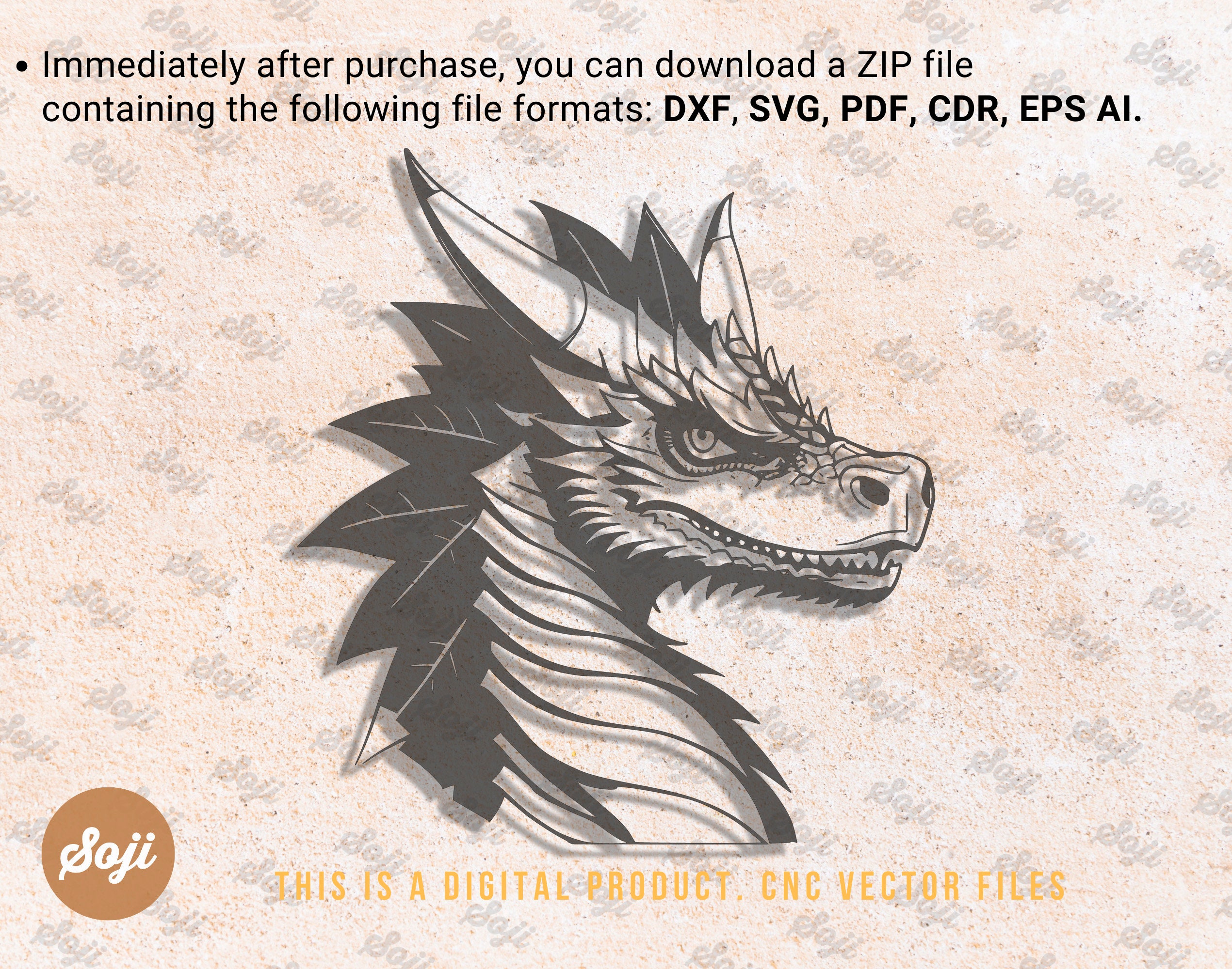 Dragon Svg Digital Prints Dragons Dxf File Dragon Head Svg Cnc Router ...