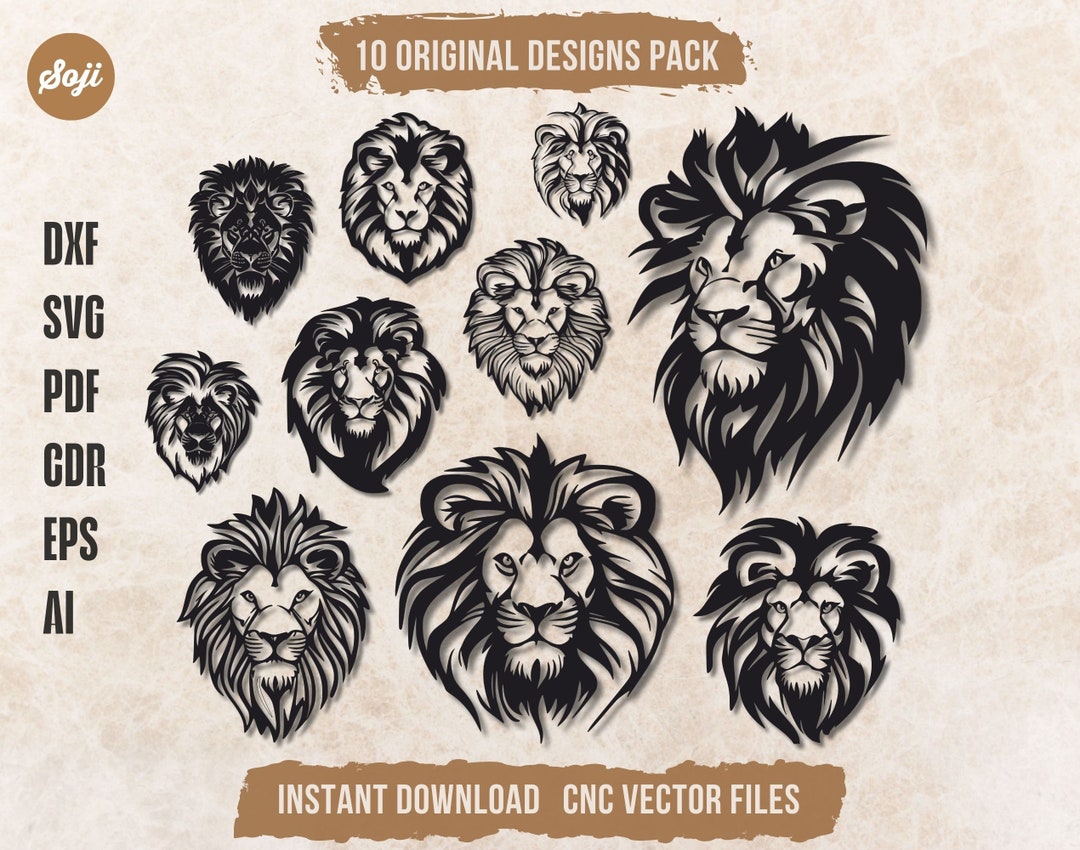 Lion Head Svg Bundle Laser Cut Files Lion King Dxf File Cricut Files ...
