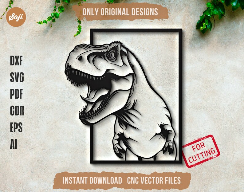 Dinosaur Svg Laser Cut Files Dxf File for Laser Trex Cricut Svg T Rex ...