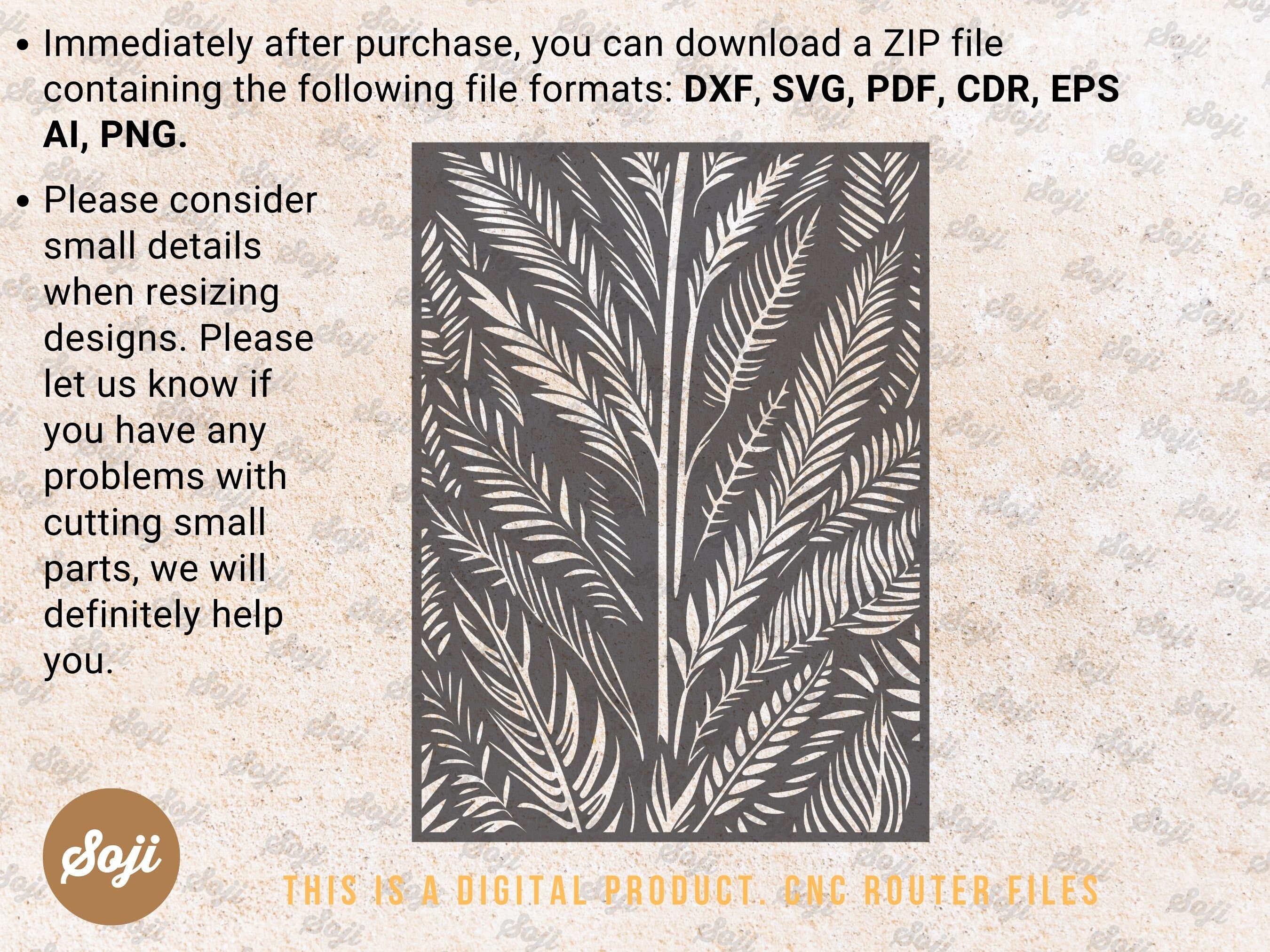 Palm Leaves Panel Svg Laser Cut Files Dxf File Cricut Svg Files Cnc Router Files for Cutting ...
