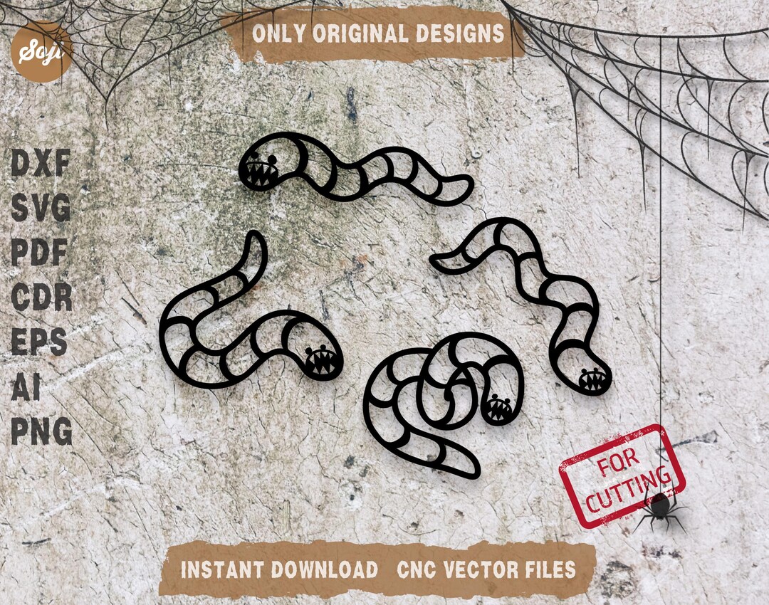 Creepy Worms Wall Art Svg – Horror Gothic Decor Dxf Cdr Laser Cut ...