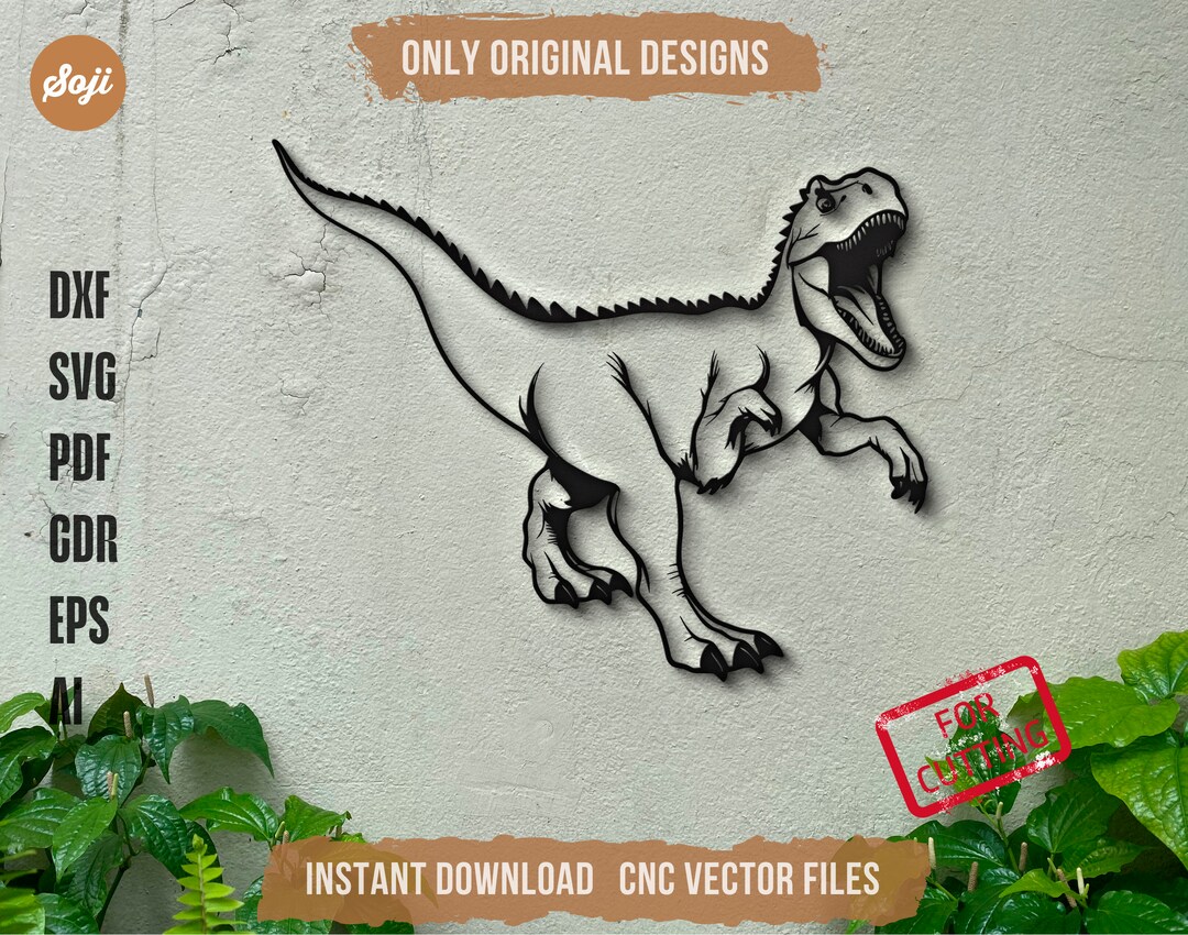 Dinosaur Svg Laser Cut Files Dxf File for Laser Raptor Svg Cricut Svg ...