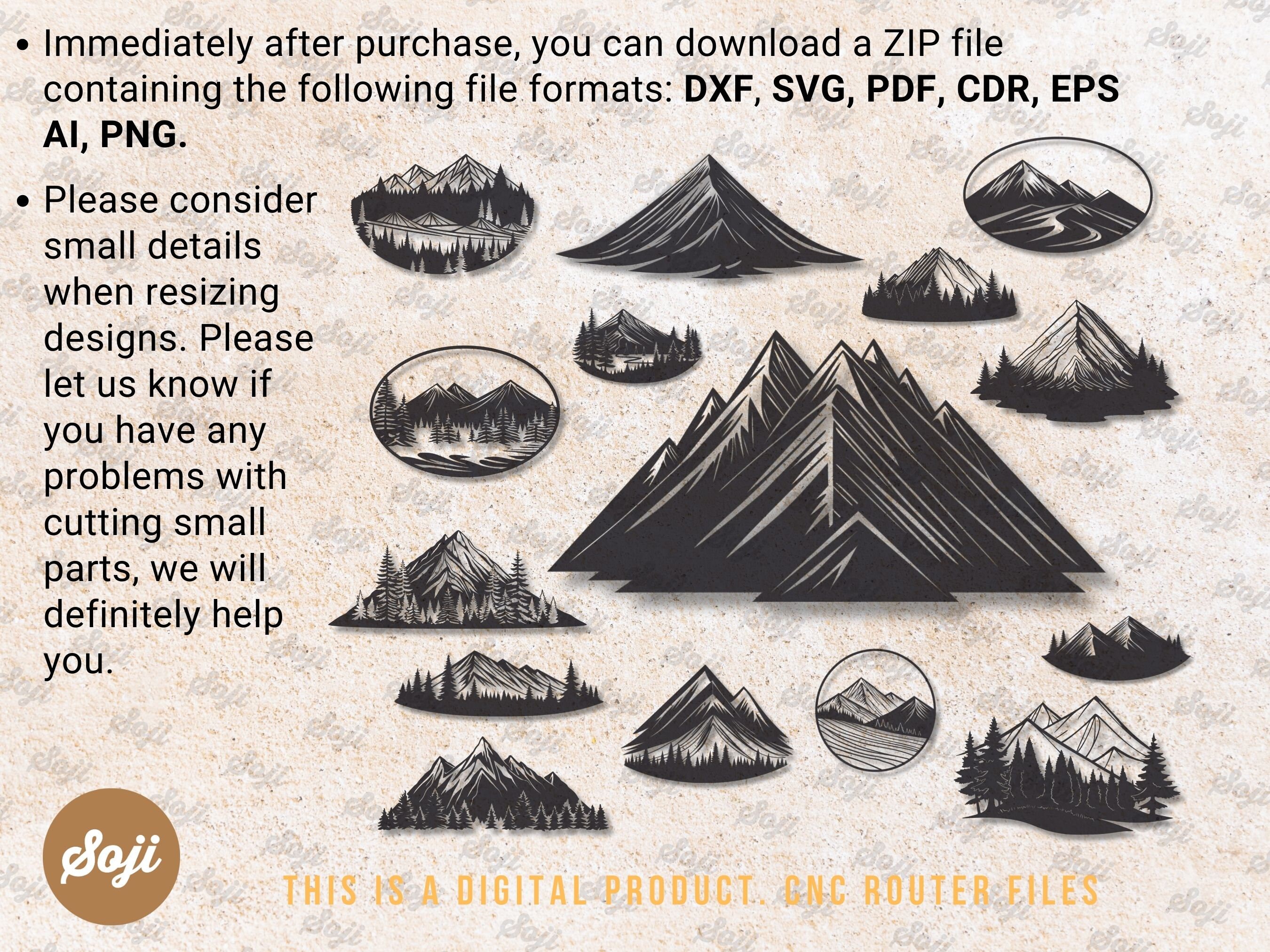 Mountain Svg Bundle Laser Cut Files Mountains Dxf File Cricut Files Cnc ...