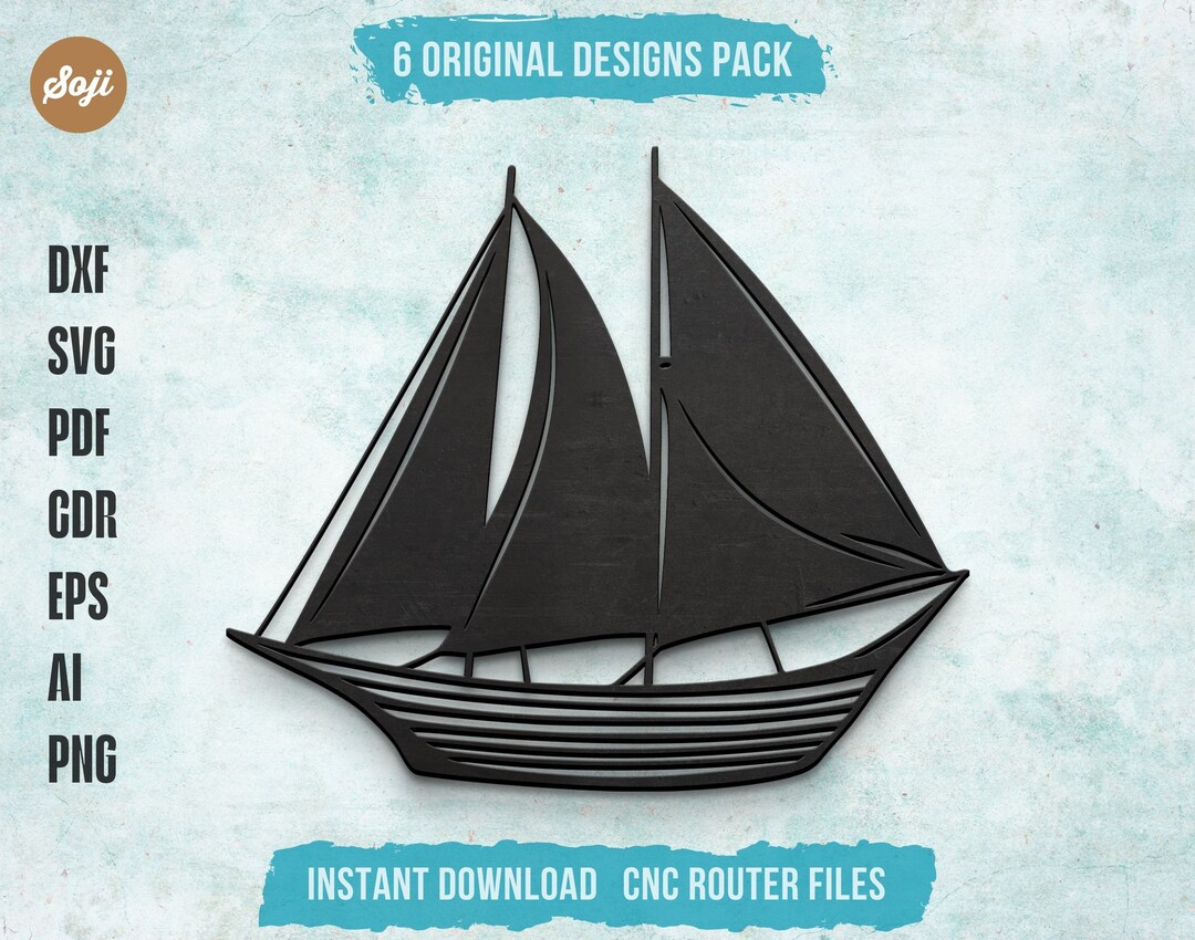 Sailboat Svg Laser Cut Files Dxf File for Laser Cricut Svg Files Cnc ...