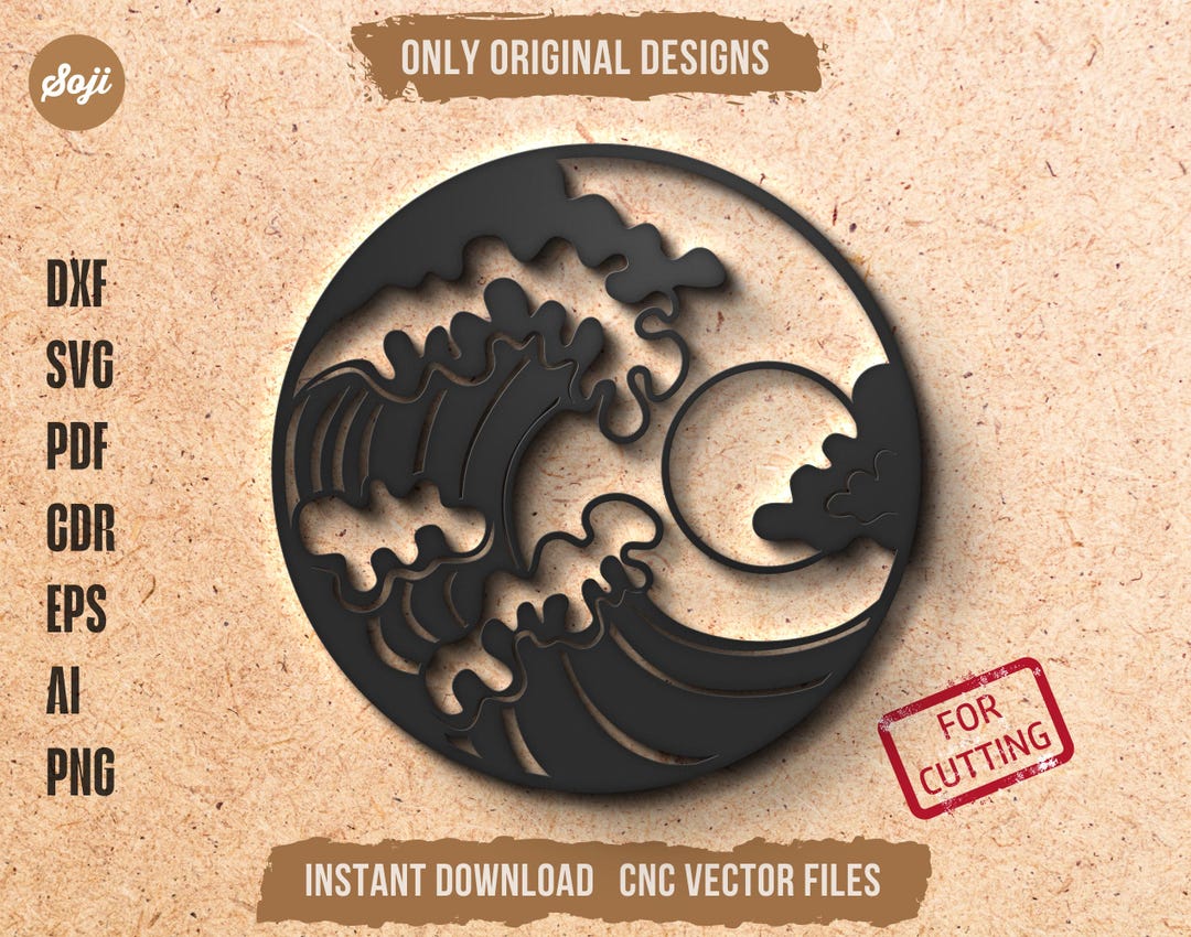 Ocean Waves SVG – Laser Cut Dxf Cdr Vector File for Cnc, Cricut ...
