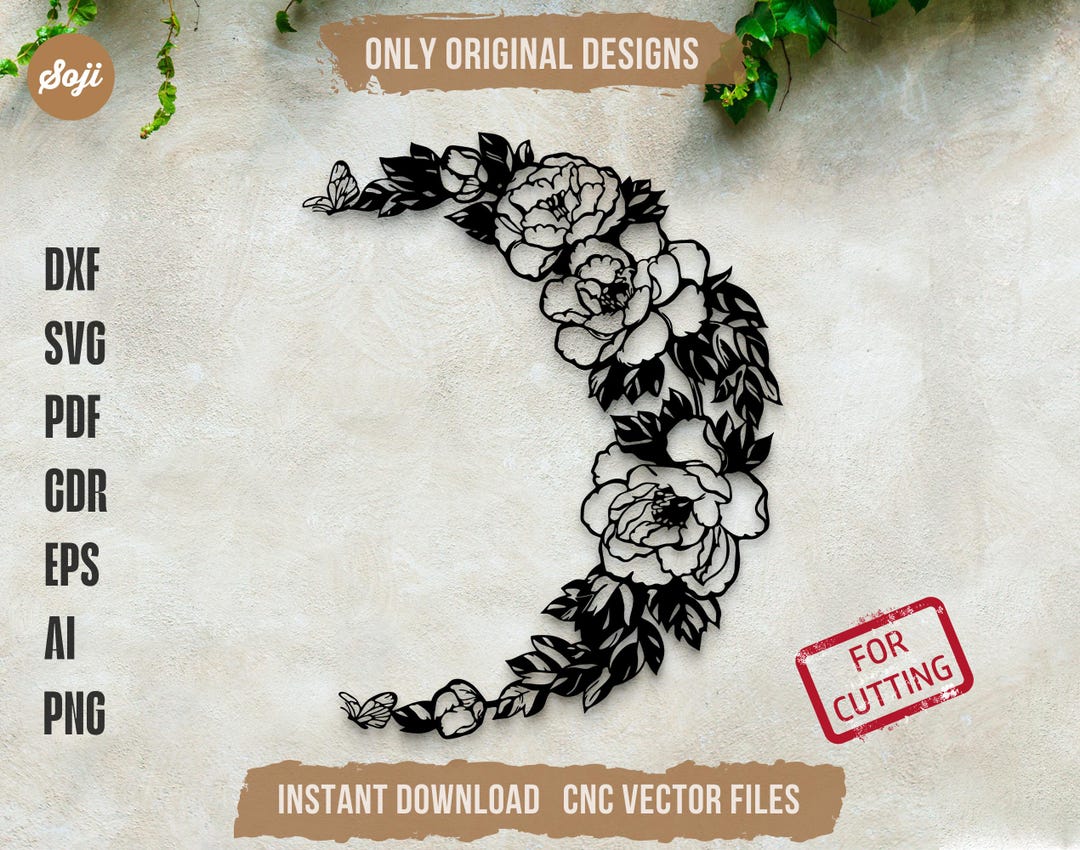 Buy Crescent Moon SVG – Laser Cut Dxf Cdr Vector File for CNC, Cricut ...