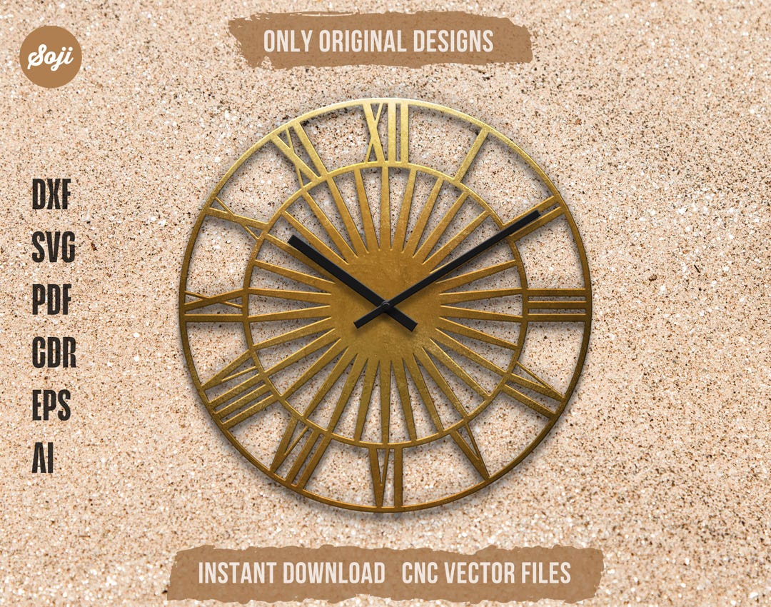 Wall Clock SVG, Dxf Files for Cnc, Clock Face Svg, Classic Roman Wall ...