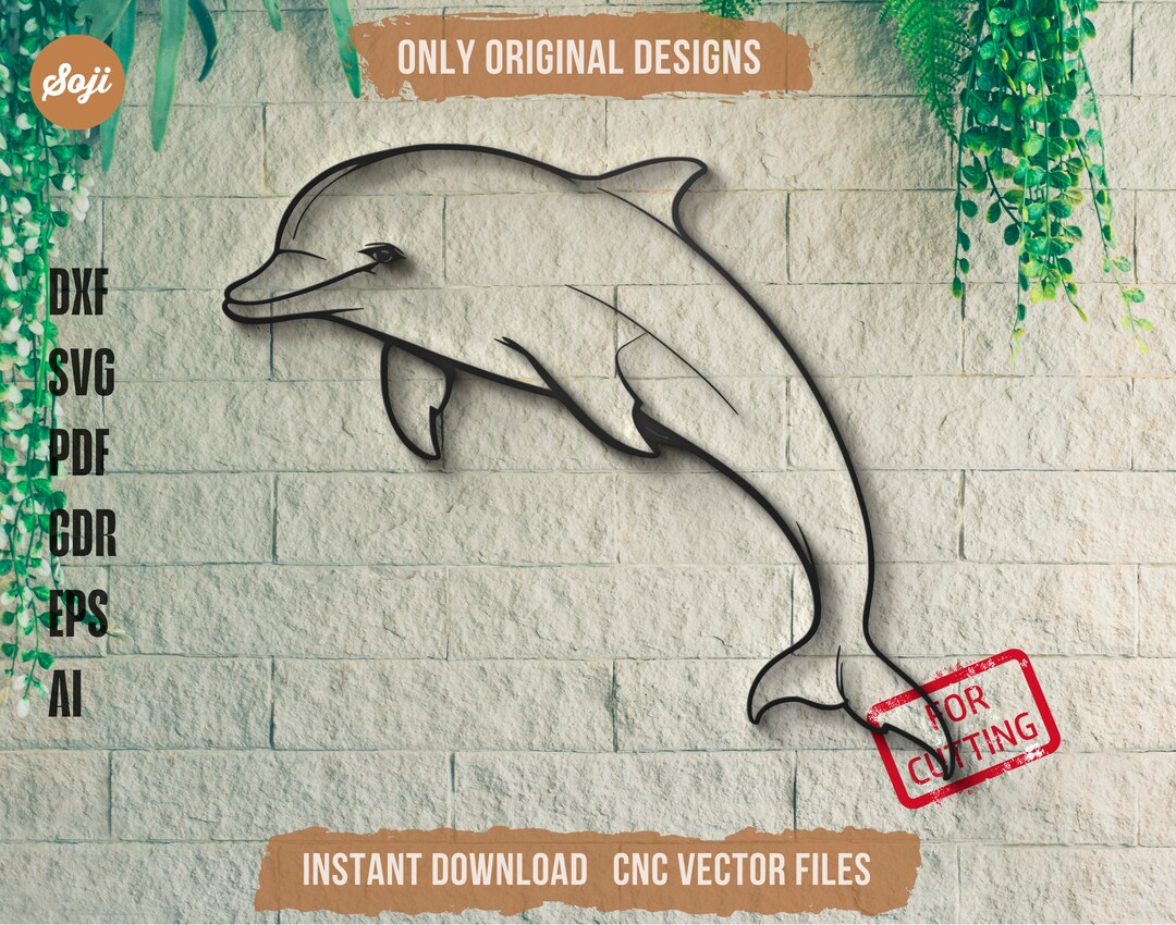 Dolphin Svg Laser Cut Files Dxf File for Laser Diving Dolphin Cricut ...
