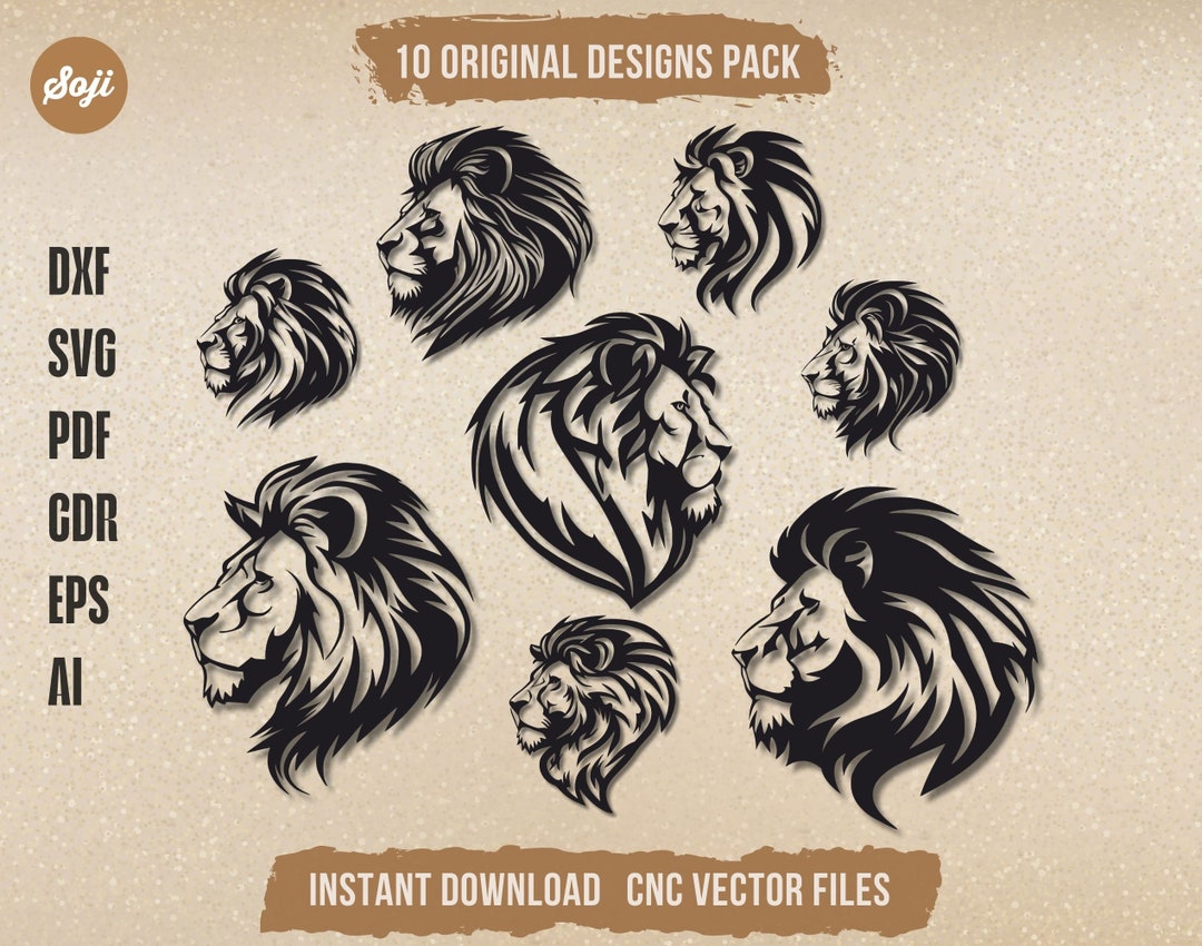 Lion Head Svg Bundle Laser Cut Files Lion King Dxf File Cricut Files ...