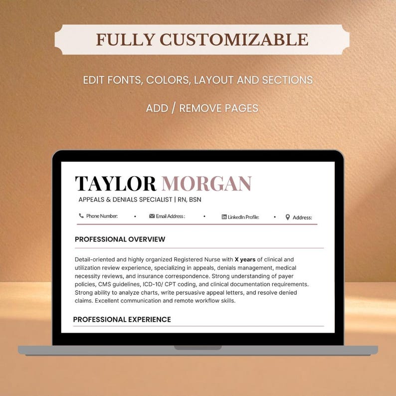 Appeals & Denials RN Resume Template | Insurance Nurse Resume | Remote ...
