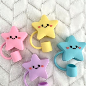 Cute Star Charm Topper for Straw Silicone Star Cover Tumbler Straw ...