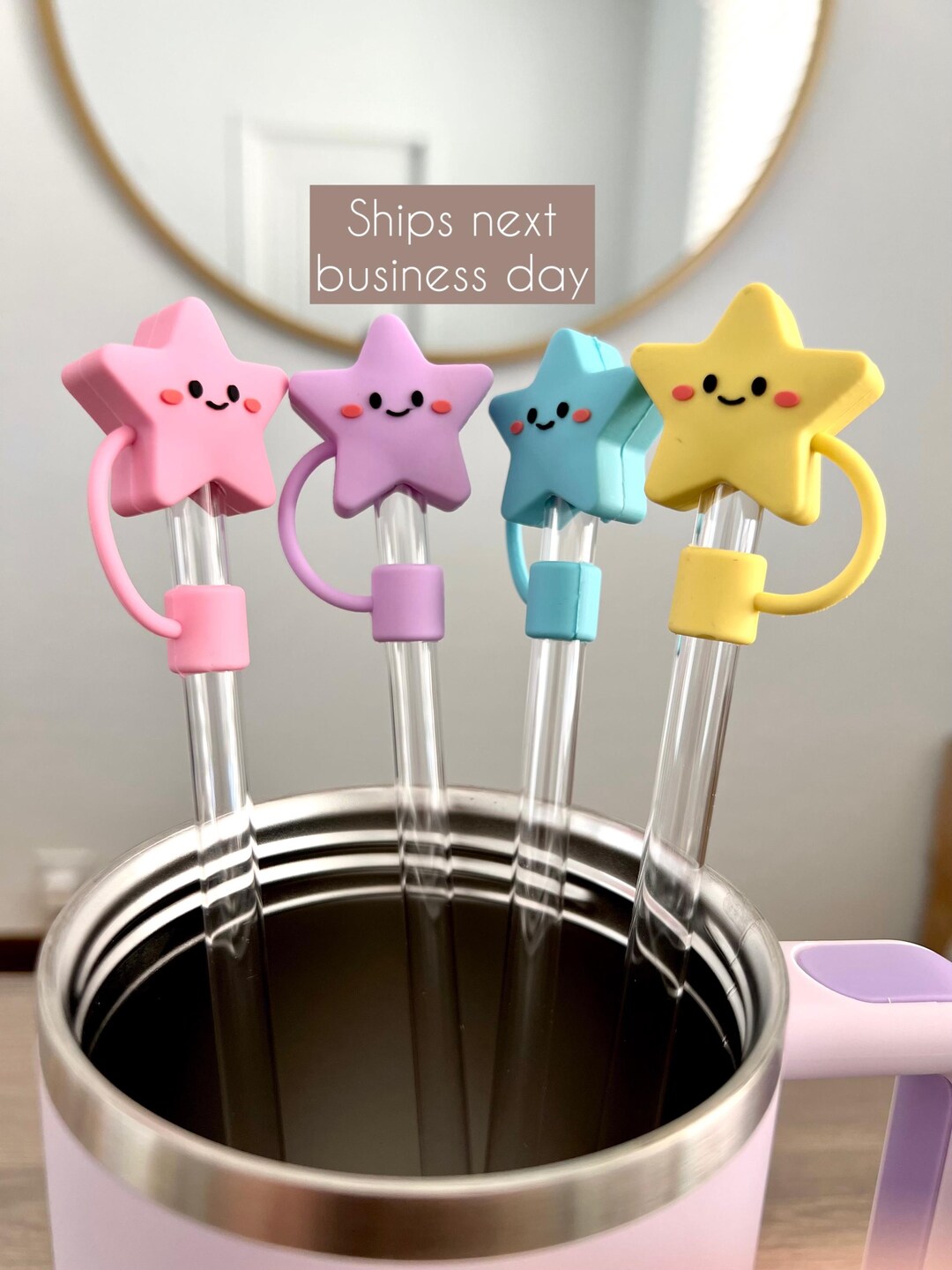 Cute Star Charm Topper for Straw Silicone Star Cover Tumbler Straw ...