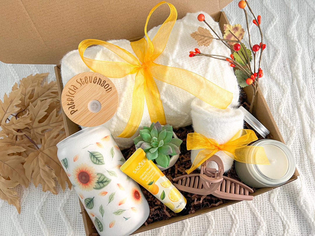 Personalized Everyday Gift Box for Her Sunflower Lemon Gift Basket ...