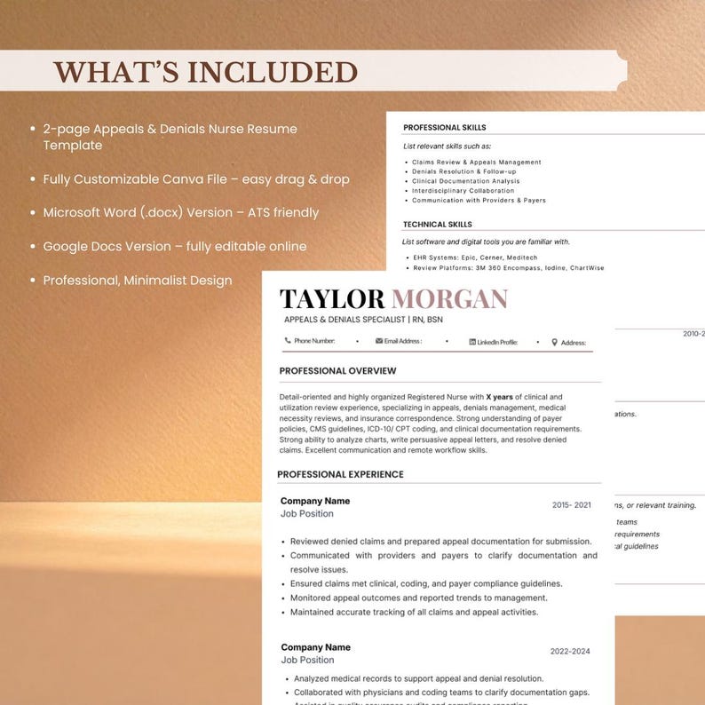 Appeals & Denials RN Resume Template | Insurance Nurse Resume | Remote ...