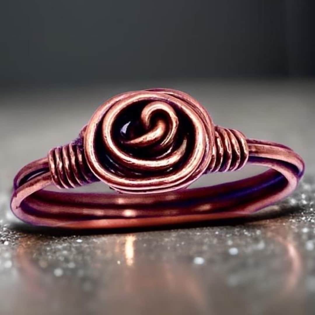 Copper Bloom Ring-oxidized Copper-wire Wrapped Rose Ring-sizes 5-10 ...