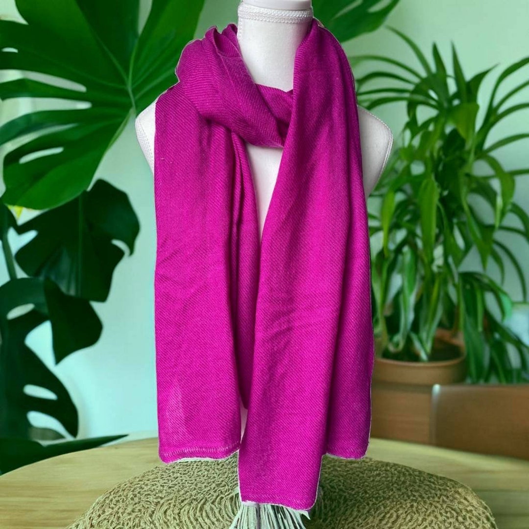 Magenta Cashmere Cotton Blend Scarf - Etsy