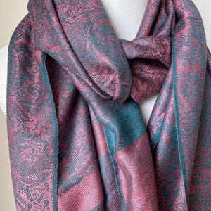 Pink Blue Silk Pashmina Scarf - Etsy