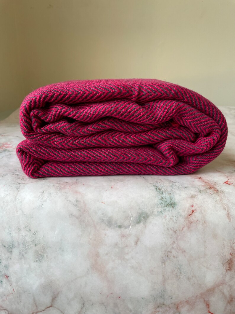 Magenta Herringbone Cashmere Silk Blend Blanket Throw - Etsy