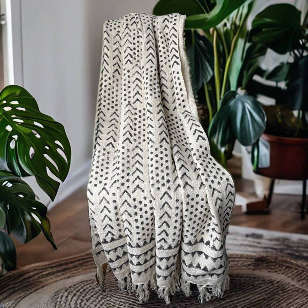 Cotton Throw Blanket Rug Decorative Piece Handloom Picnic Decor for ...