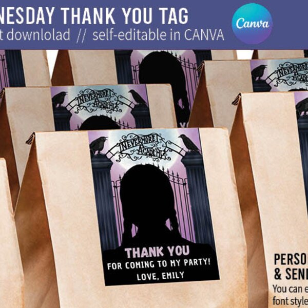 Wednesday Addams Printable Thank You - Etsy Israel