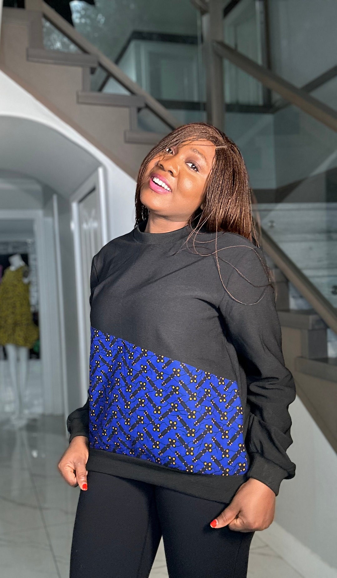 Ankara Print Sweater: African Fabric Long Sleeve Top - Etsy