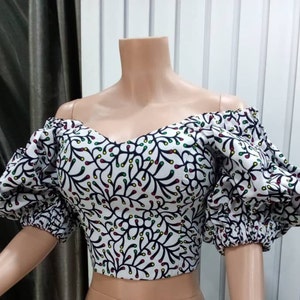 Puffy Sleeves African Print (ankara) Off-shoulder Crop| African Print for Women| Ankara Fabric ...