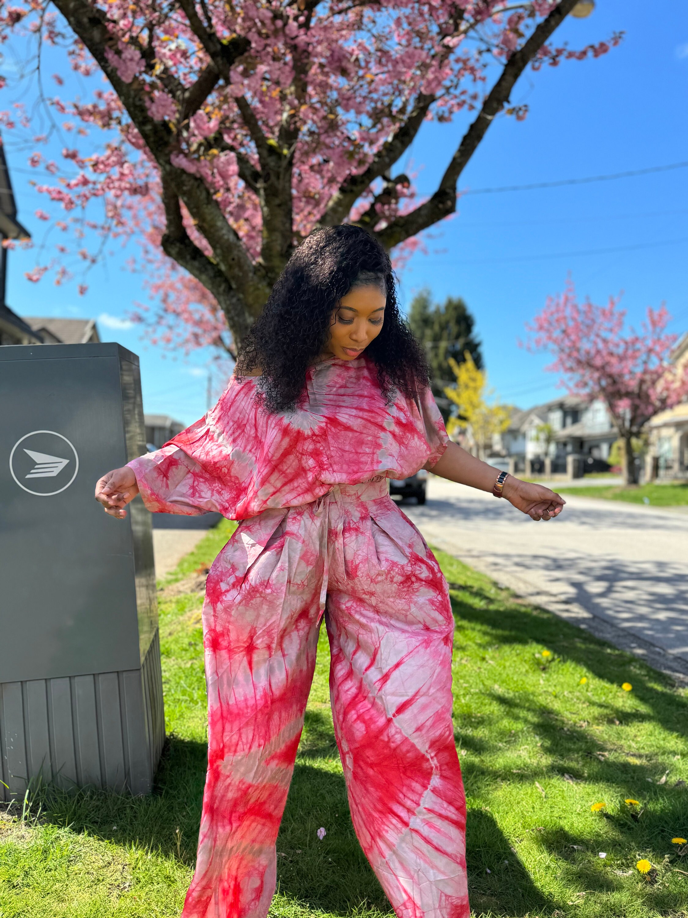 Pink Off-shoulder Crop Top Adire Silk Top With Palazzo Pants matching ...