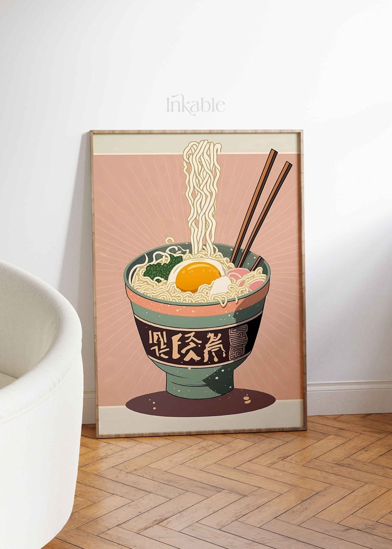 Vintage Japanese Ramen Print Illustration PRINTABLE Wall Art - Etsy